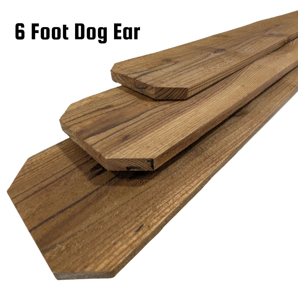 Pre-Stained Cedar Dog Ear Fence Pickets 5/8" x 5.5" x 6' - Kiln Dried